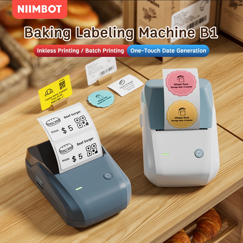 NIIMBOT B1 Bluetooth Label Printer Portable Handheld Thermal Printer Barcode QR Code Sticker ...