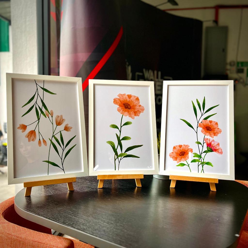 Frame Flowers Bunga Daun Minimalist Aesthetic Seni Hiasan Dinding Siap ...