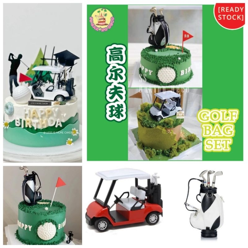 【Ready Stock】_ GOLF BAG SET AND GOLF CAR CAKE TOPPER DECORATION ...