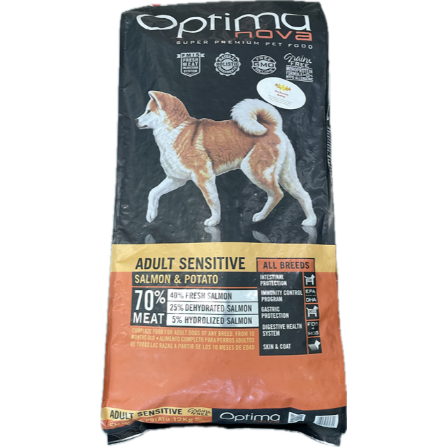 Optima Nova Adult Sensitive Salmon & Potato Dog Food 12kg (Expiry Date ...