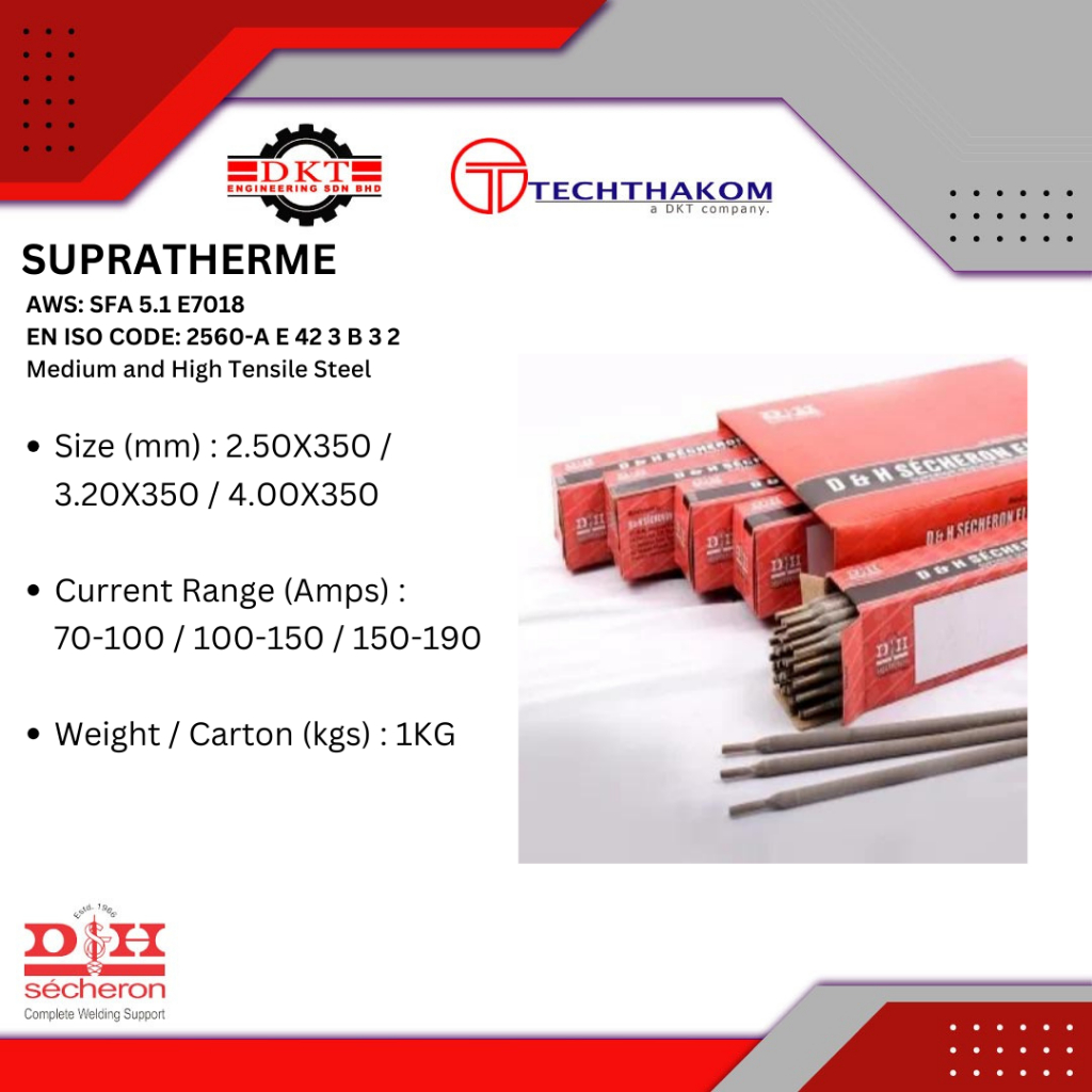 D&H SECHERON WELDING ELECTRODES (E7018) SUPRATHERME (Medium and High ...
