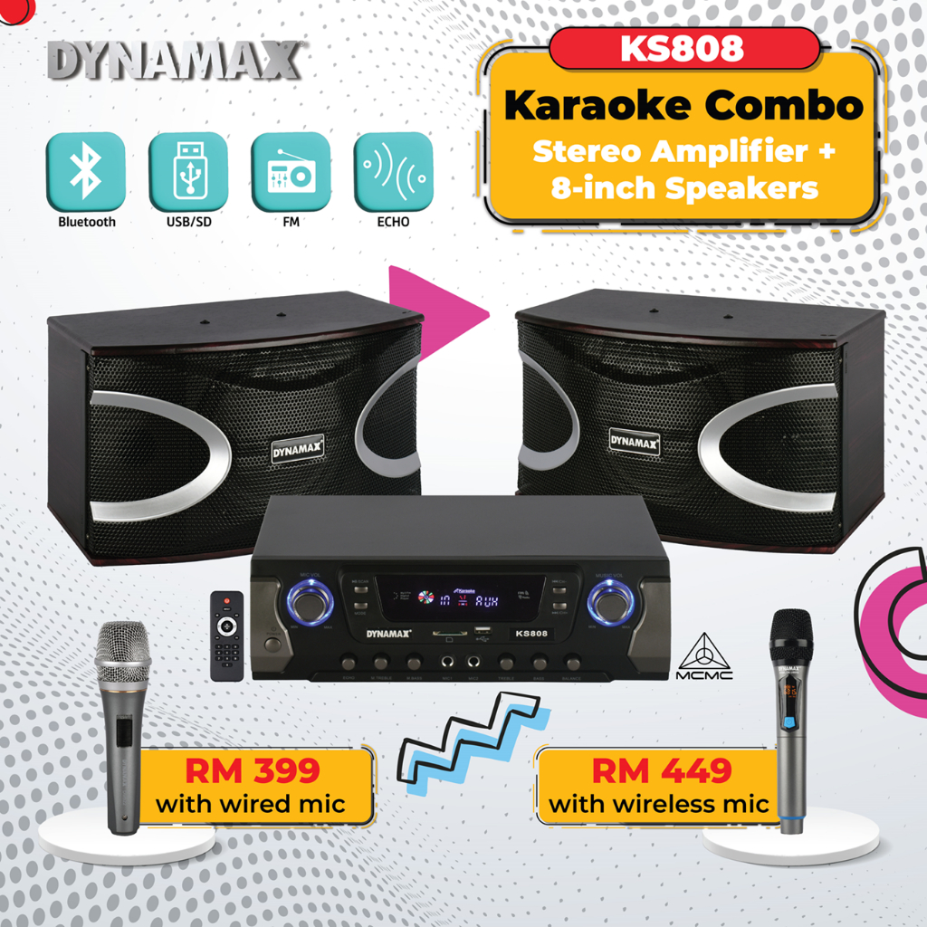 DYNAMAX KS808 Home Karaoke Set Karaoke System 8 inch Karaoke Speakers ...