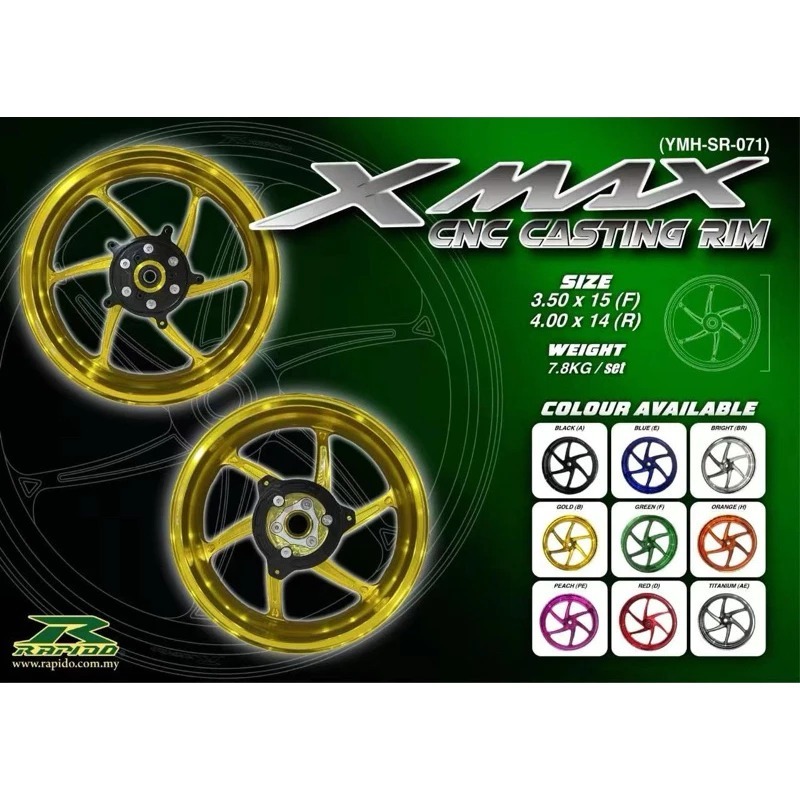 7.8KG! Yamaha Xmax V1 V2 250 300 CNC Sport Rim Set Rims X-Max Rapido ...