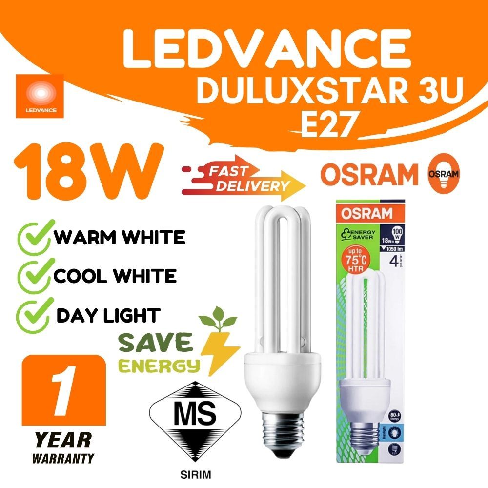 OSRAM PLC 3U 18W E27 DULUX STAR BULB (WARM WHITE 827/COOL WHITE 840/DAYLIGHT 865) | Shopee Malaysia