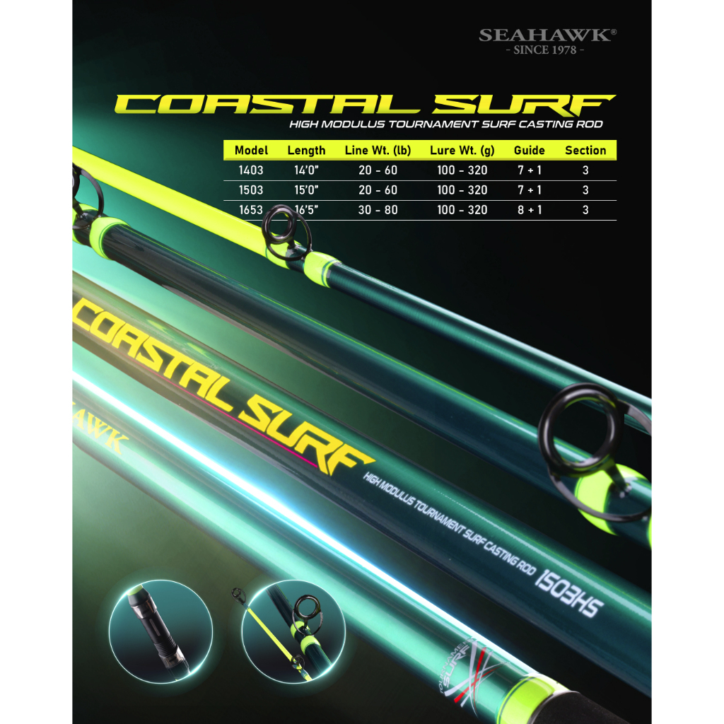 ORI SEAHAWK fishing rod COASTAL SURF 1403 1503 1653 Surf Fishing Rod ...