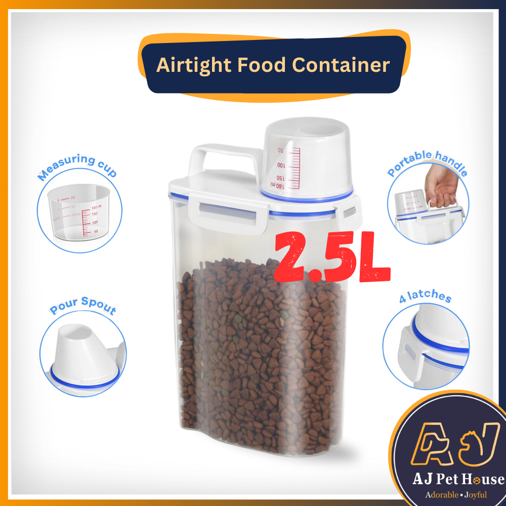 AJPET 2.5L Pet Food Container Dog Cat Food Dispenser Kitchen Food ...
