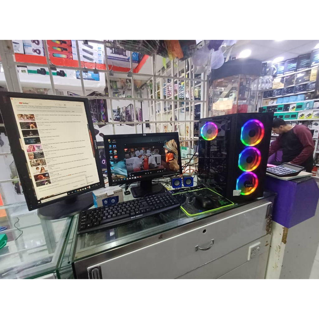 gaming PC full set i5 ram 8gb ssd 256gb full set 2 monitor | Shopee ...