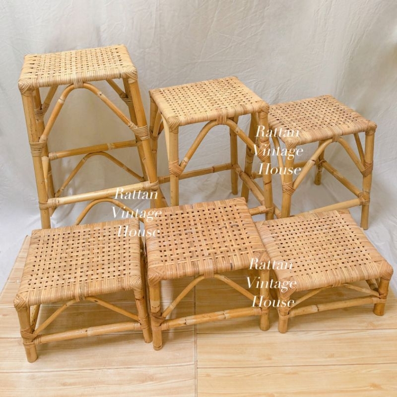 (Rattanvintage) 🔥 Rattan Stool | Low Stool | High Stool | Anyama Kerusi ...