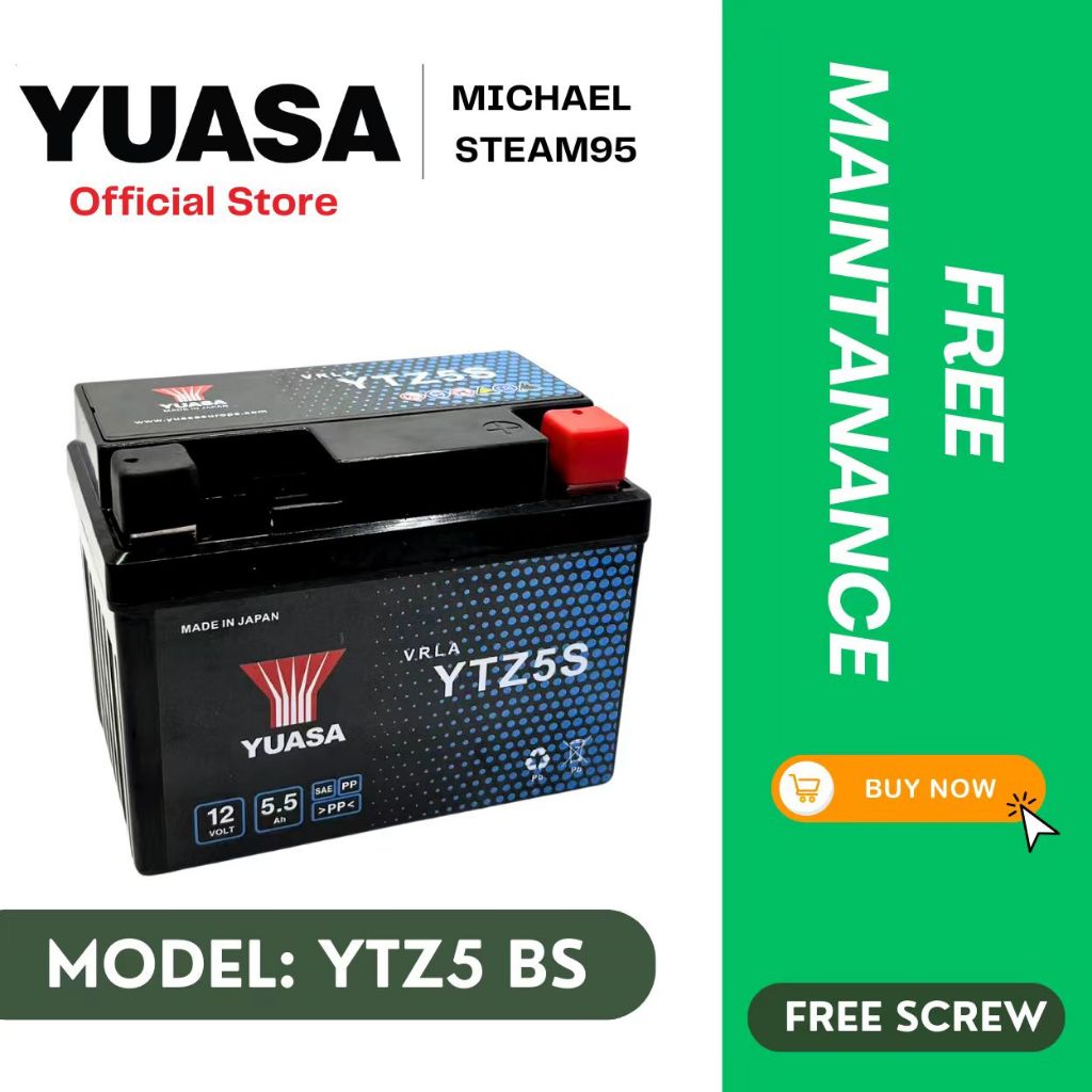 YUASA BATTERY 100% ORIGINAL YTZ5 YTZ5S YTZ6V YTZ6 RS150 EX5 DASH Y15 ...