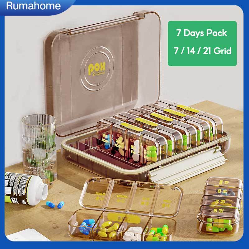 Rumahhome-Pill Grid Case Medicine Storage Tablet Compartment Portable ...