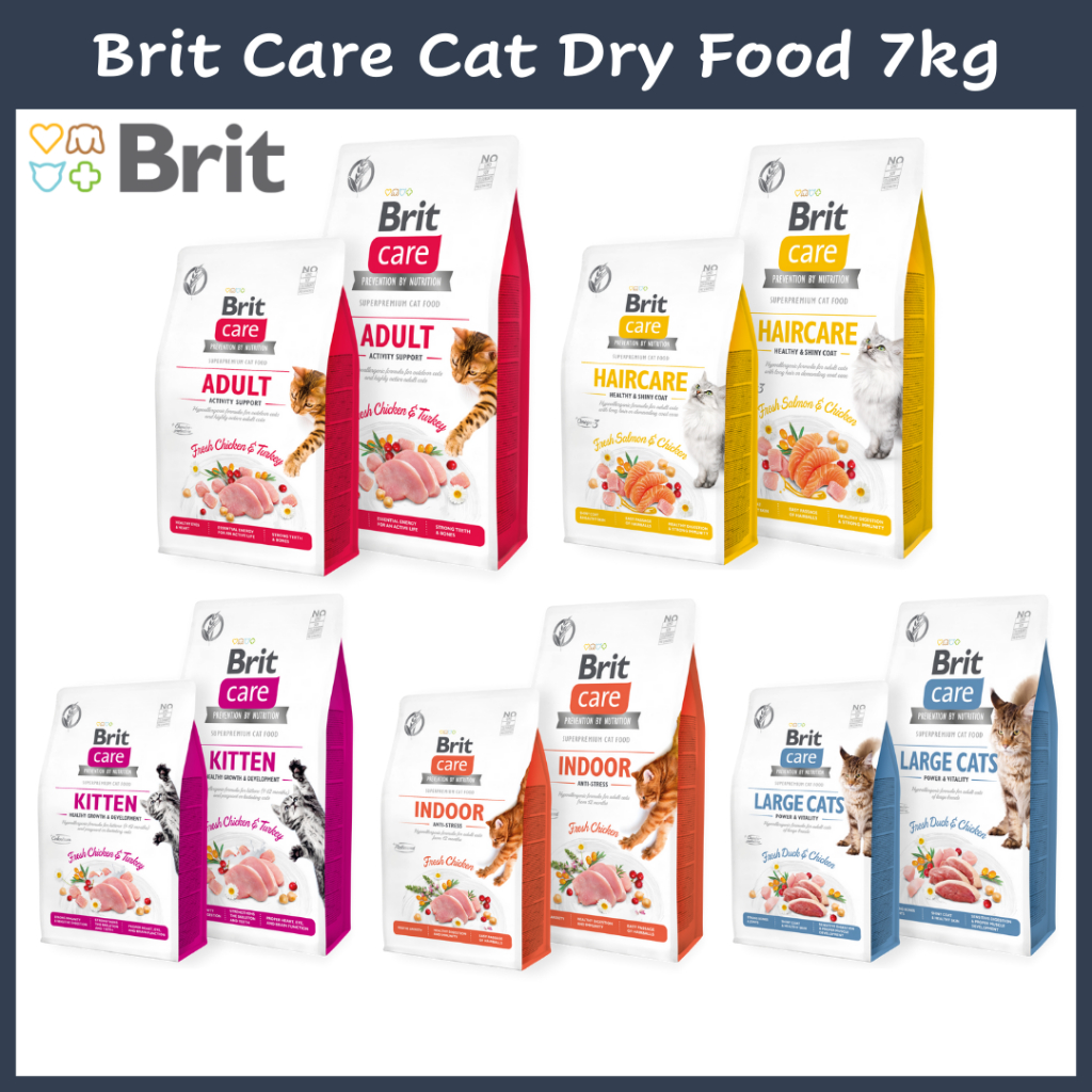 GUN PET Brit Care Cat Dry Food 7kg Grain Free Kitten Sensitive Haircare ...