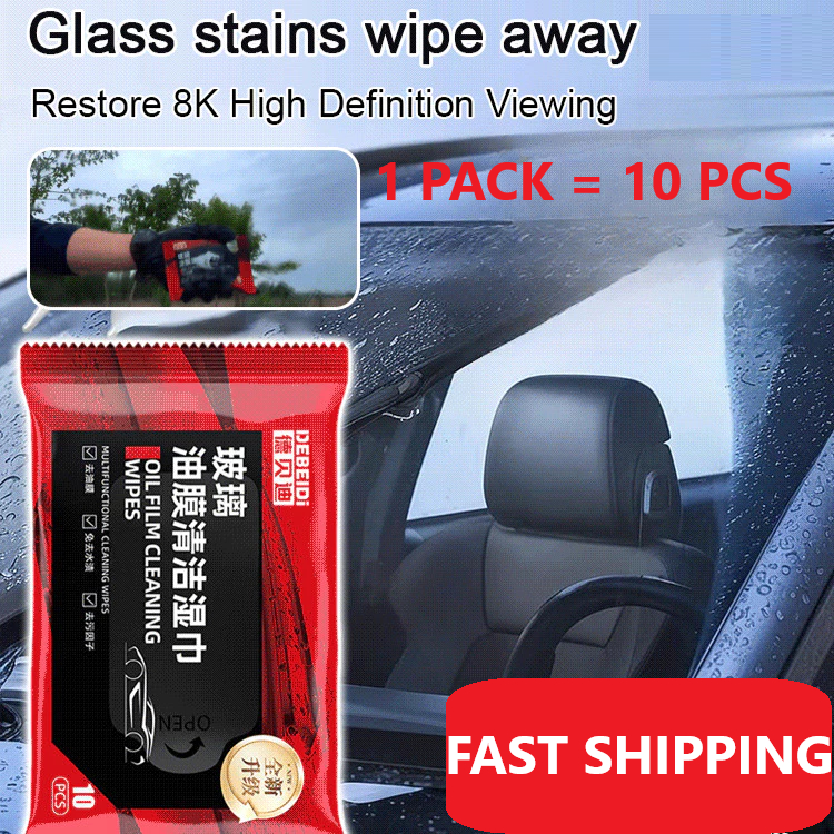 Debeidi Car Glass Oil Film Cleaning Wipes Glass Stain Remover Auto ...