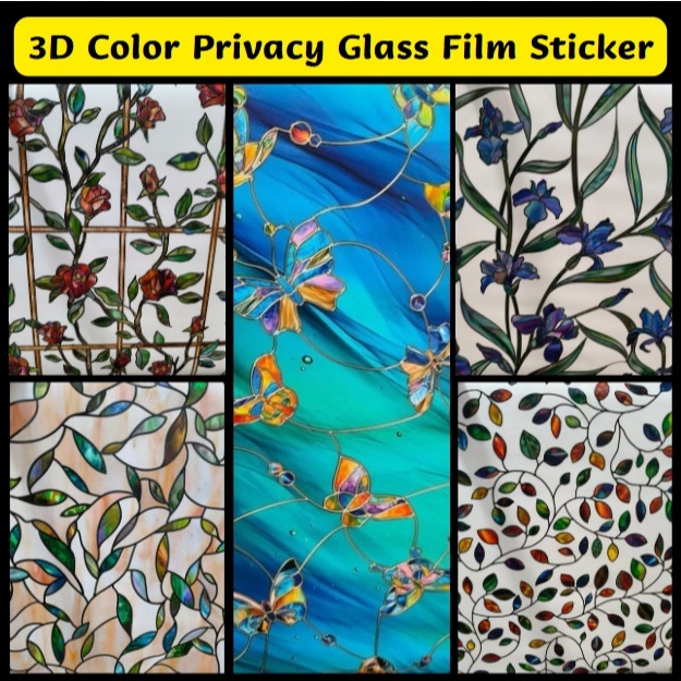 60cm x 120cm 3D Tinted Tingkap Rumah / 3D Color Glass Film Sticker ...