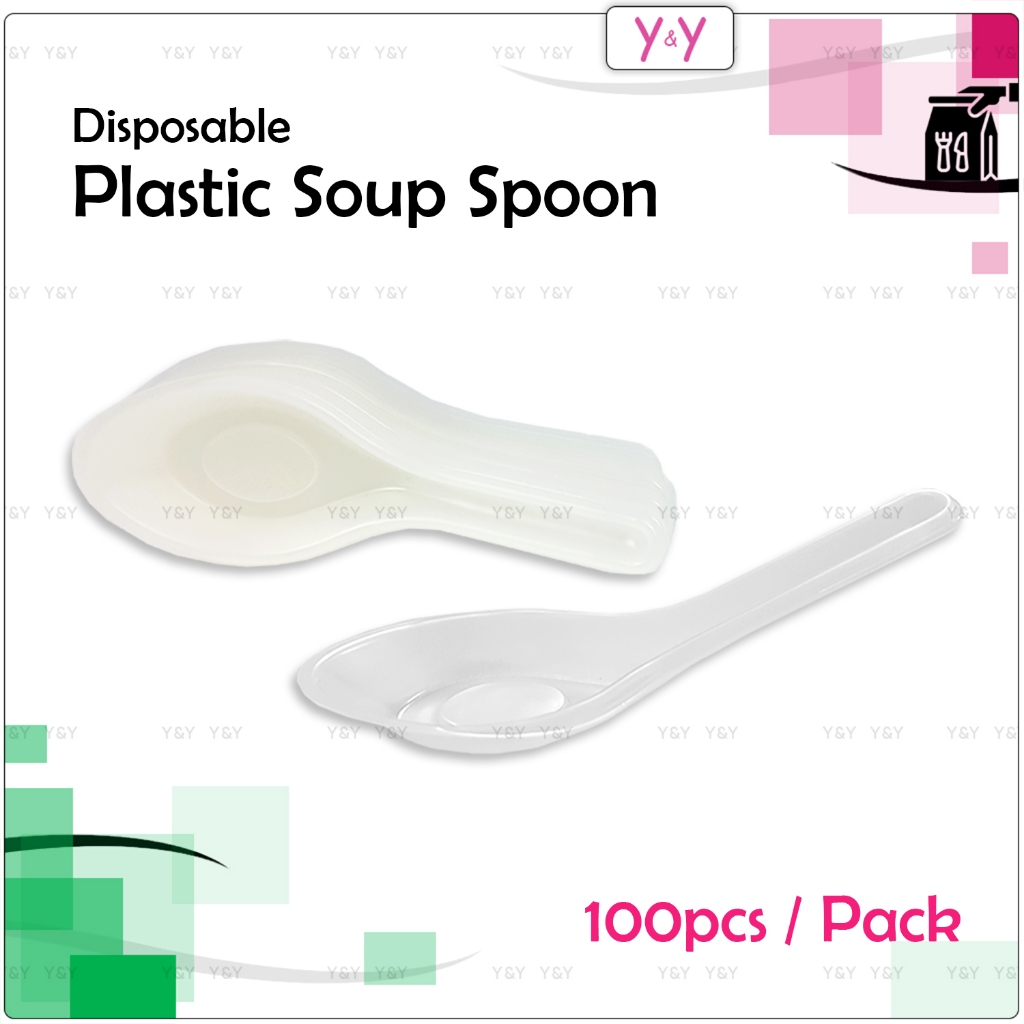 [High Quality] 100pcs Disposable Plastic Spoon / Chinese Shanghai Soup ...