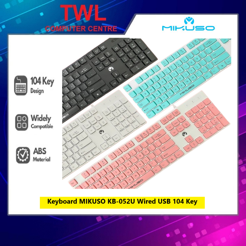 MIKUSO KB-052U Colorful 104 Keys USB Keyboard Silent(1Y Warranty ...