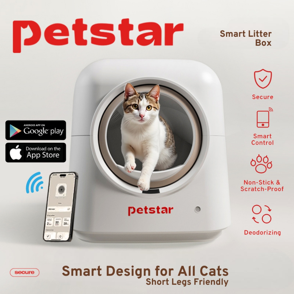 Petstar Automatic Cat Smart Litter Box Smart Cat Toilet App Control ...