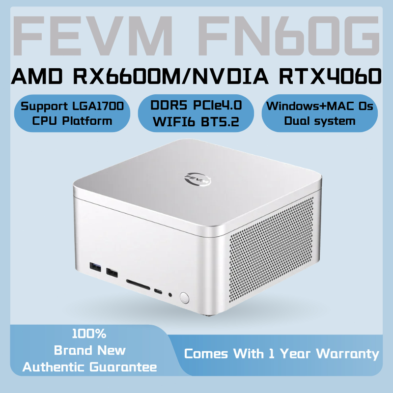 FEVM FN60G MINI PC AMD RX6600M/NVDIA RTX4060 8G DDR5 PCle4.0 AX200 ...