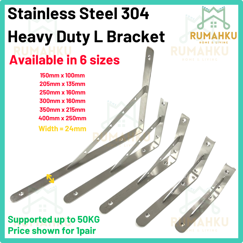 RMK 2pcs Sesiku Besi L Tahan Karat Dinding Rak Buku Papan Stainless ...