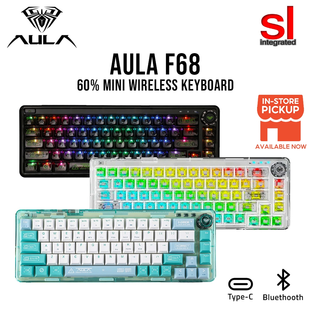 AULA F68 Mechanical Keyboard with Bluetooth / Type-C wired / 2.4G wireless RGB Hotswap 68 Keys ...