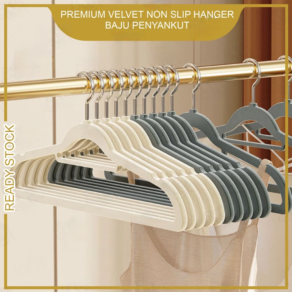 READY STOCK #Premium Velvet Hanger 360° Rotate Flocking Fabric Non-slip ...