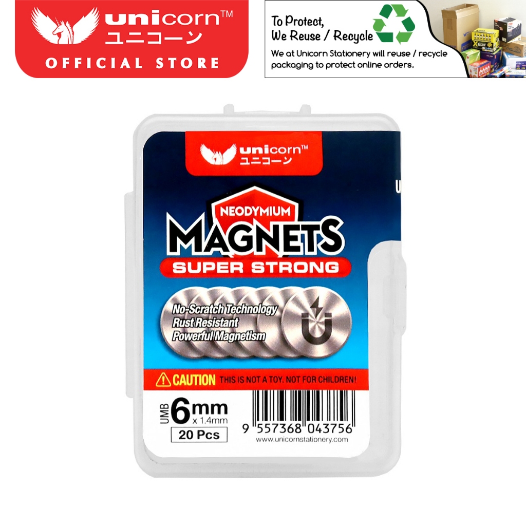 Unicorn Stationery Super Strong Magnet UMB-6mm(20's), UMB-8mm(10's ...