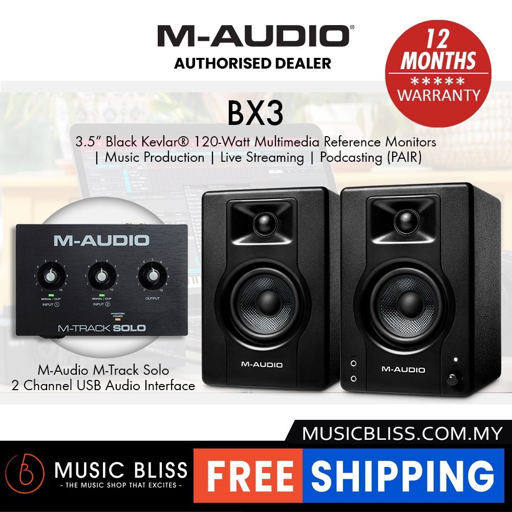 M-Audio BX3 Graphite 3.5-inch Active Studio Monitors - Pair (BX-3 ...