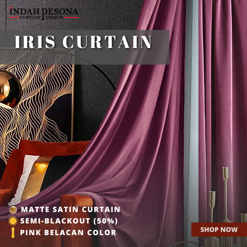22# Iris Curtain (170CM-400CM) Semi Blackout Ready made Curtain Type ...
