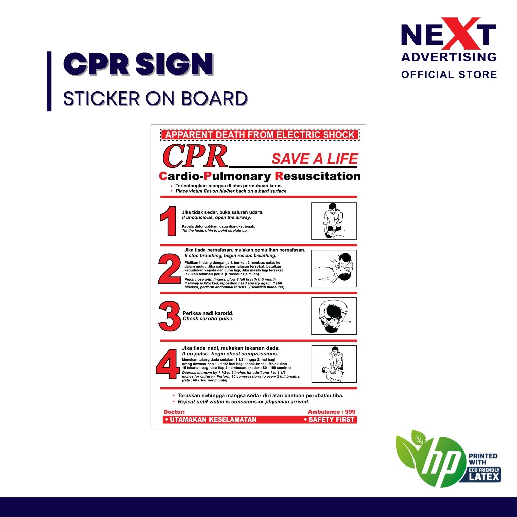 CPR Electric Shock Chart Sign | Sticker on Board | Shopee Malaysia