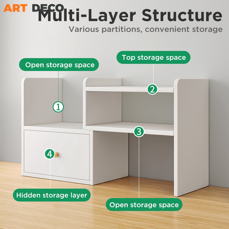 Desk Organizer Adjustable Desktop Rack Book Shelf Extendable Table Top ...