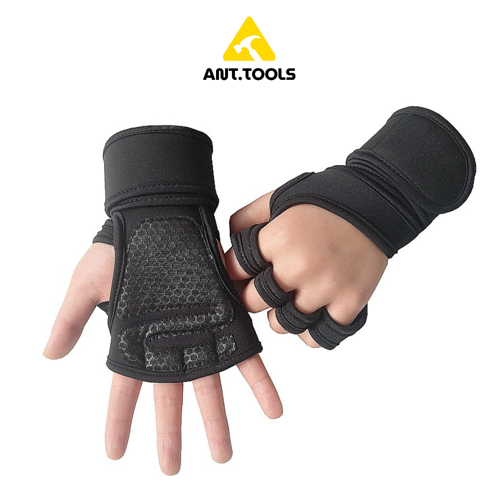 Fingerless sports gloves protect wrists and hands when exercising ...