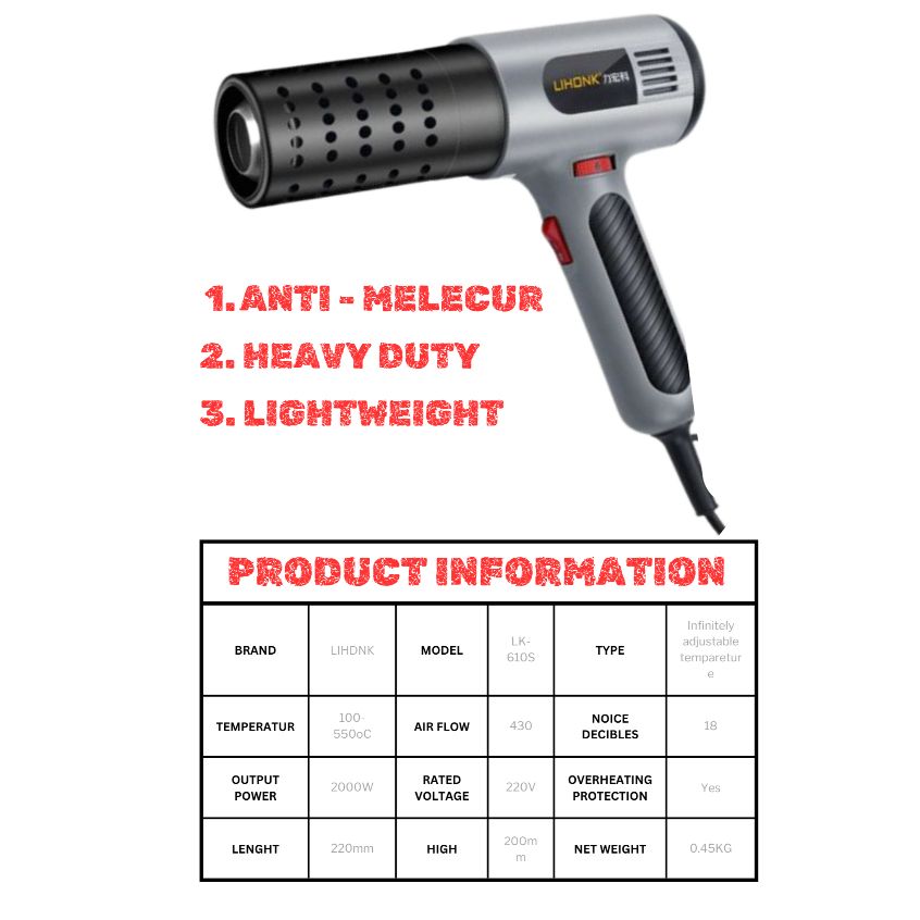 LIHONK Hot Gun 2000W Heavy duty & Lightweight Heat Gun | Shopee Malaysia