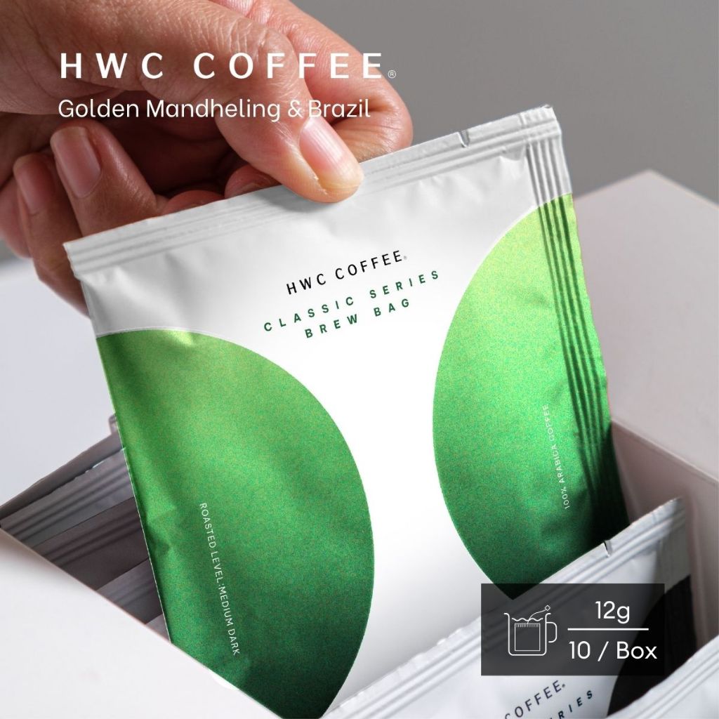 HWC Classic Brew Bag Coffee Gift Box Golden Mandheling & Brazil (10's x ...