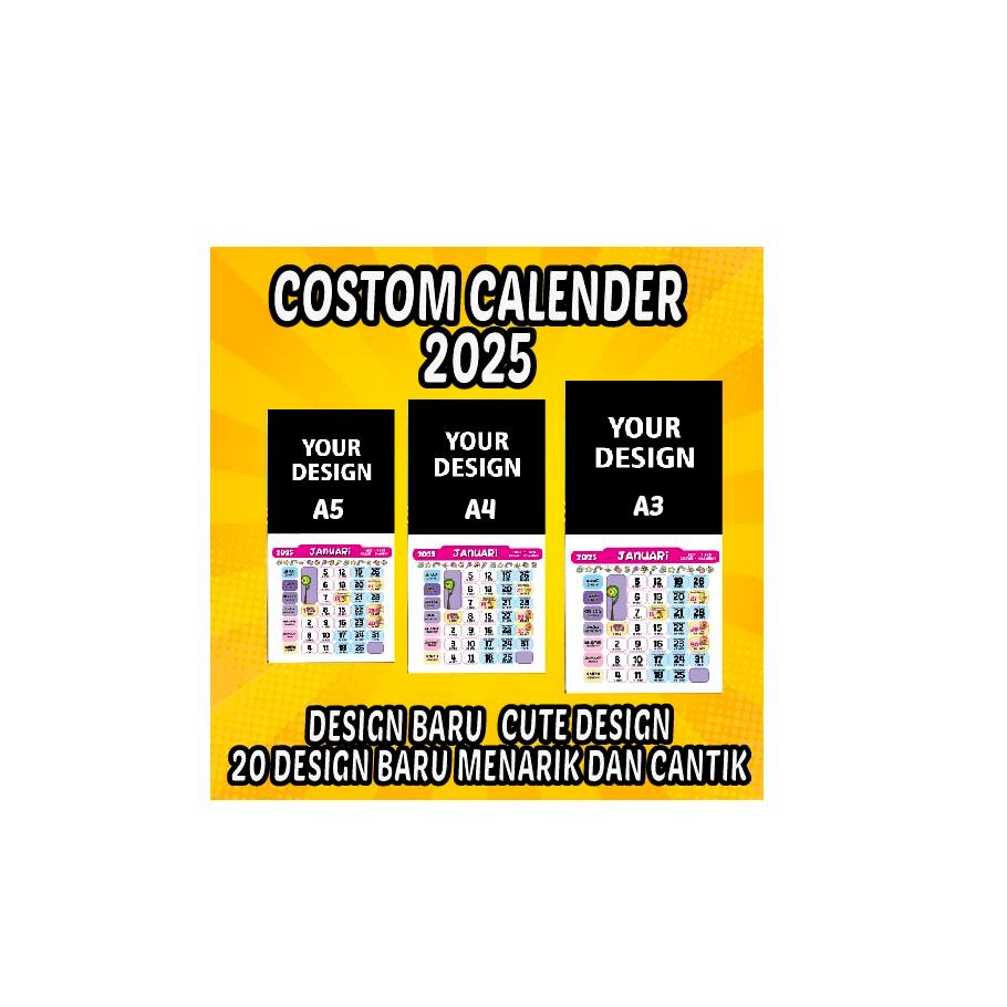 WALL KALENDER 2025 COMEL DESING CANTIK COSTOM | Shopee Malaysia