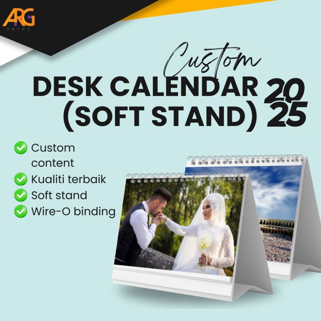 Kalendar Meja Custom Desk Calendar Soft Stand 2025 with Custom or ...