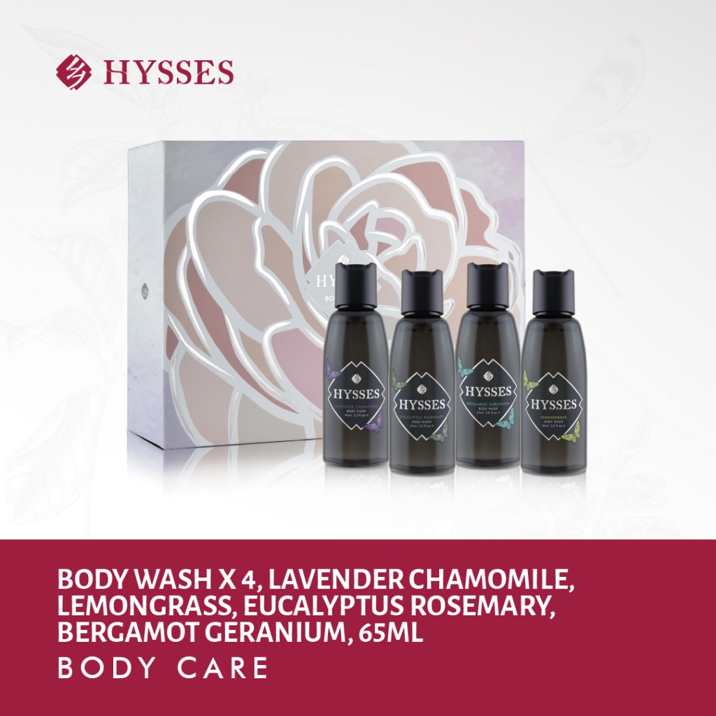 Hysses Gift Set x4 Body Wash, 65ML (Lavender Chamomile, Lemongrass ...