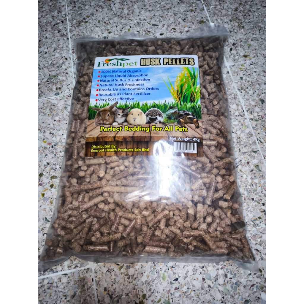 Husk Pellets 4kg/12kg litter bedding for pets (guinea pigs/rabbits/cats ...