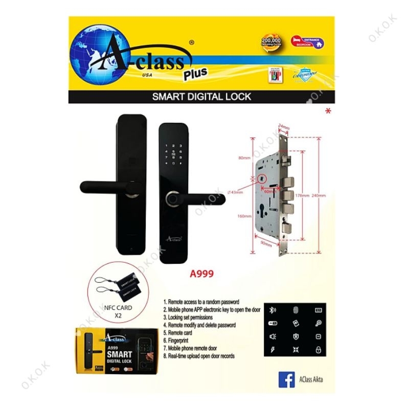 A-Class Plus A999 Smart Digital Lock | Shopee Malaysia