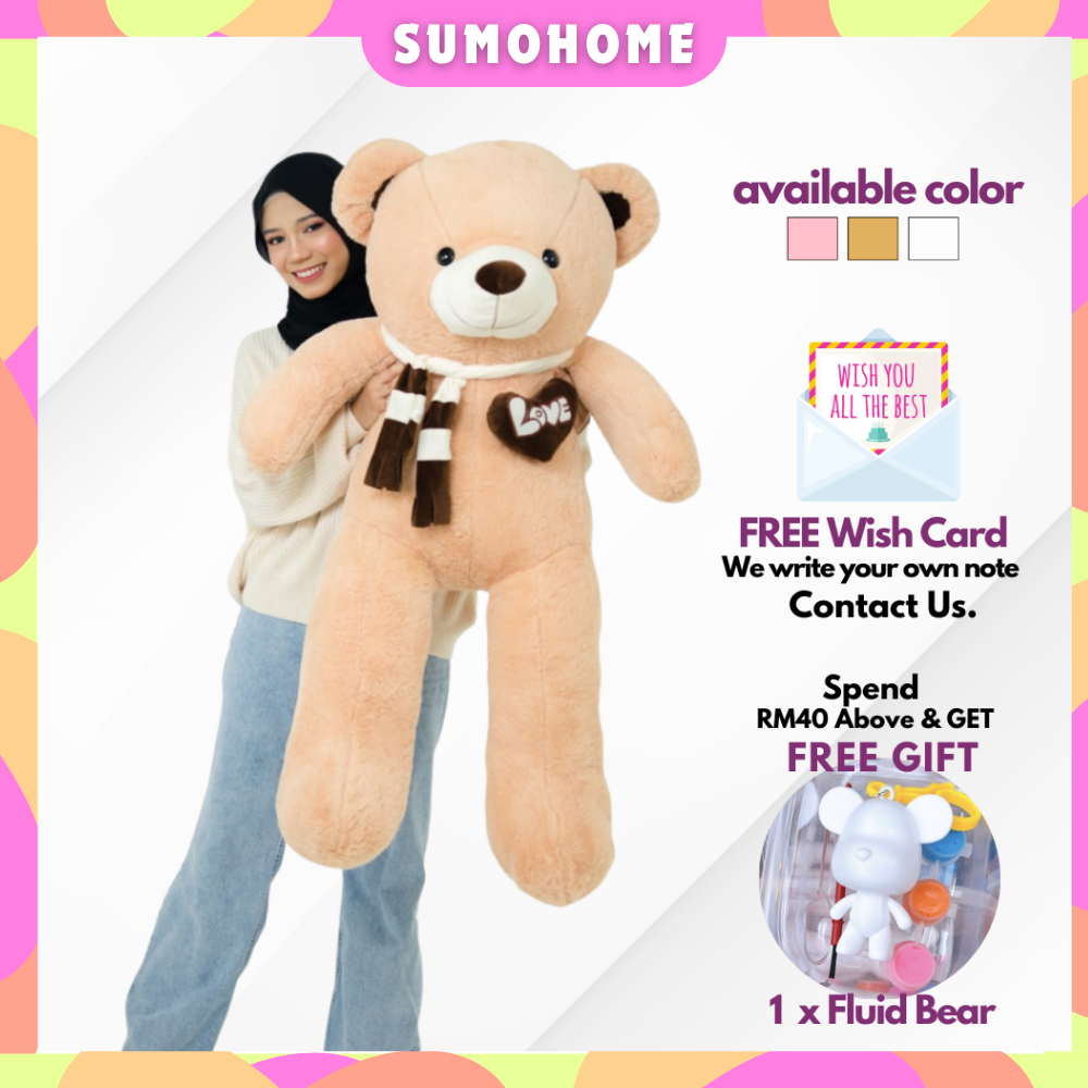 [SH] I LOVE YOU 140cm Teddy Bear Besar Plushie Toys Happy Birthday Gift ...