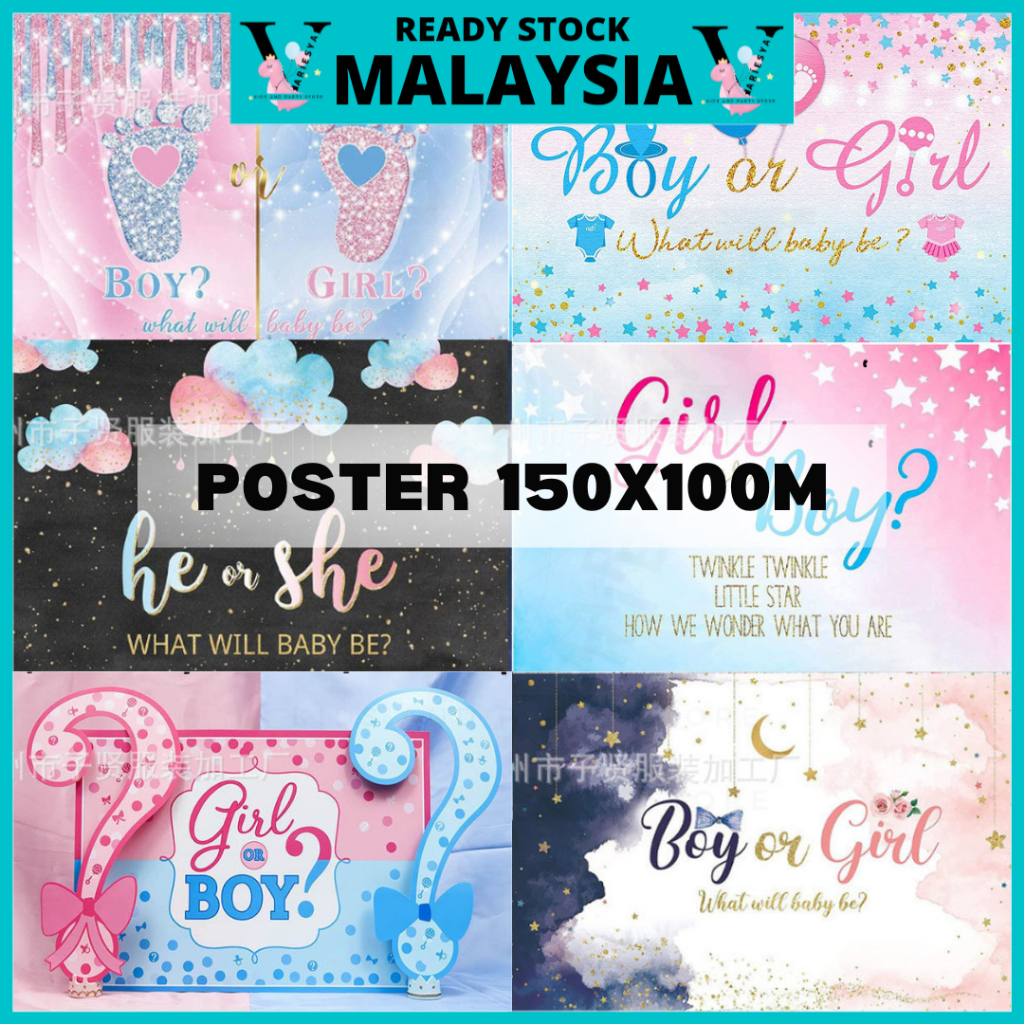 Poster Banner Gender Reveal 150x100m Boy Or Girl Banner Baby Shower ...