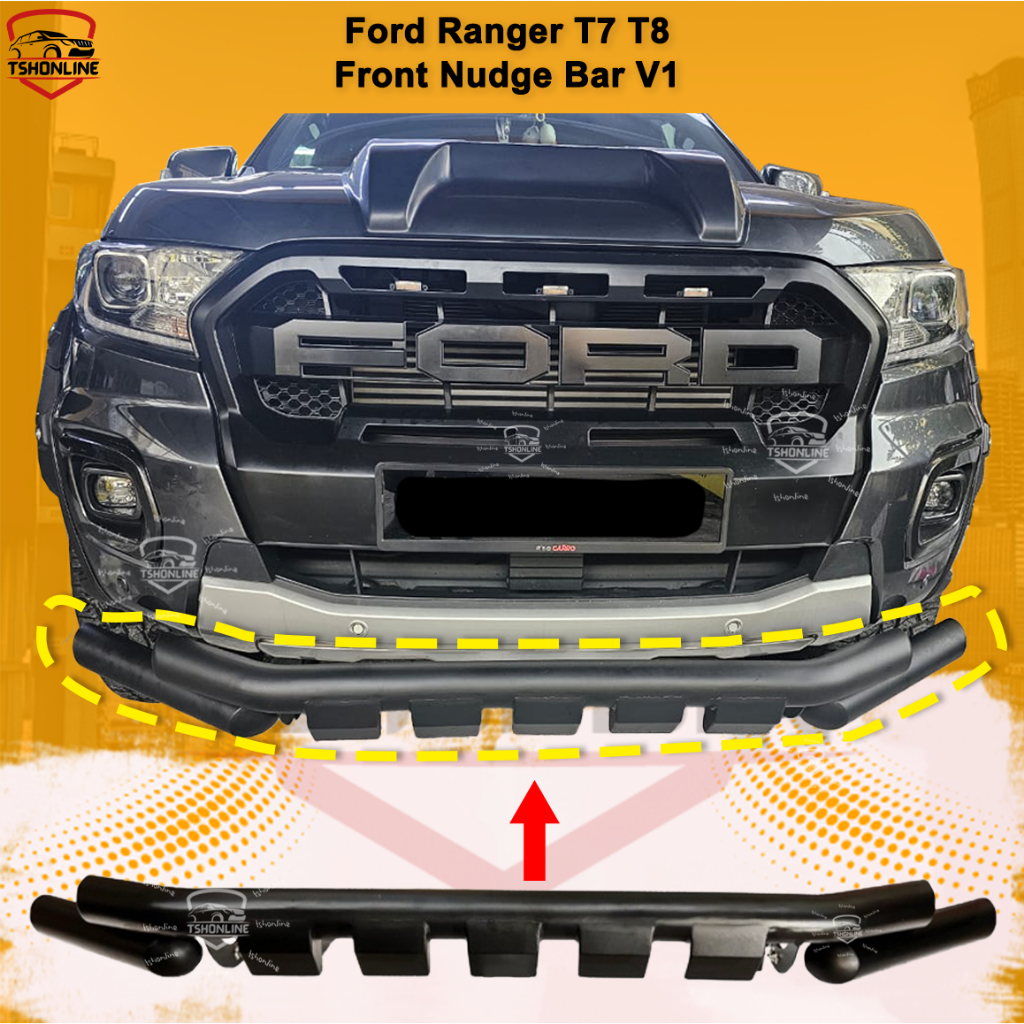 Ford Ranger T7 T8 Front Nudge Bar XL XLT XLT Plus Wildtrak Raptor Nudge ...