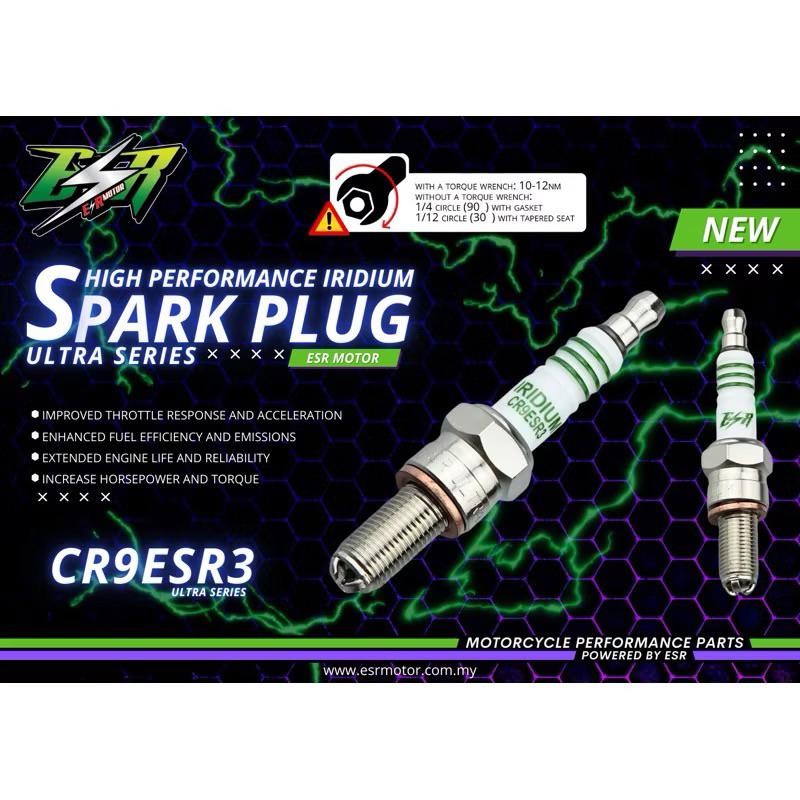 ESR MOTOR IRIDIUM PLUG Y15ZR LC135 125ZR RXZ EX5 C7HESR1 /C7HESR3 ...