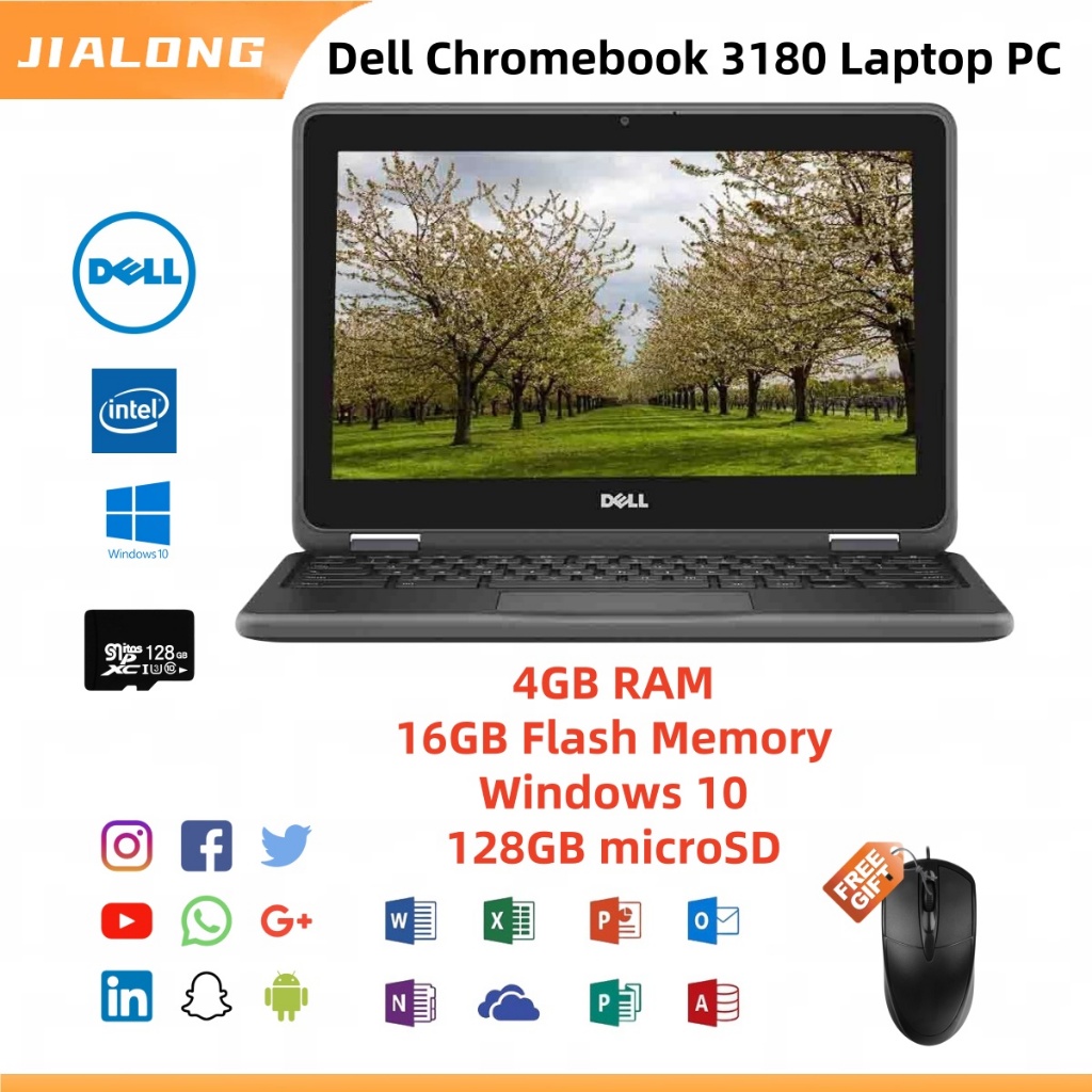 Dell Chromebook 3180 Laptop PC, 11.6Inch, 4GB RAM, 16GB SSD/128GB ...