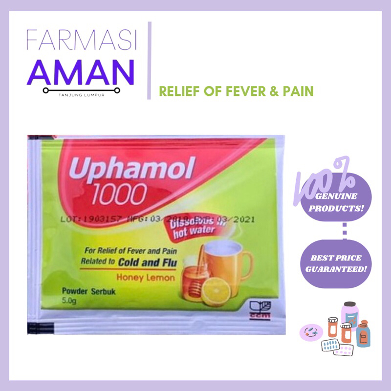 Uphamol 1000 Cold & Flu Honey Lemon Sachets 5g (Per Sachet) | Shopee ...
