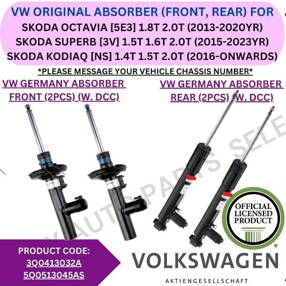 VW GROUP GENUINE ABSORBER (W. DCC) (FRONT, REAR) FOR SKODA OCTAVIA [5E3 ...