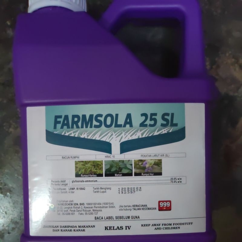 4LITRE RACUN RUMPAI FARMSOLA 25SL GLUFOSINATE AMMONIUM 25% ( LAGI KUAT ...