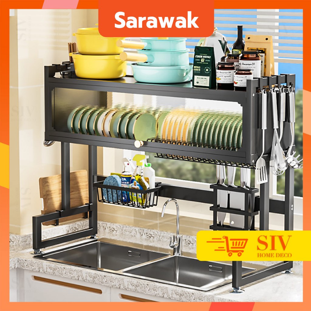 SIV(Sarawak) 65-125cm Dish Cabinet Rack Over-The-Sink Dish Drainer ...