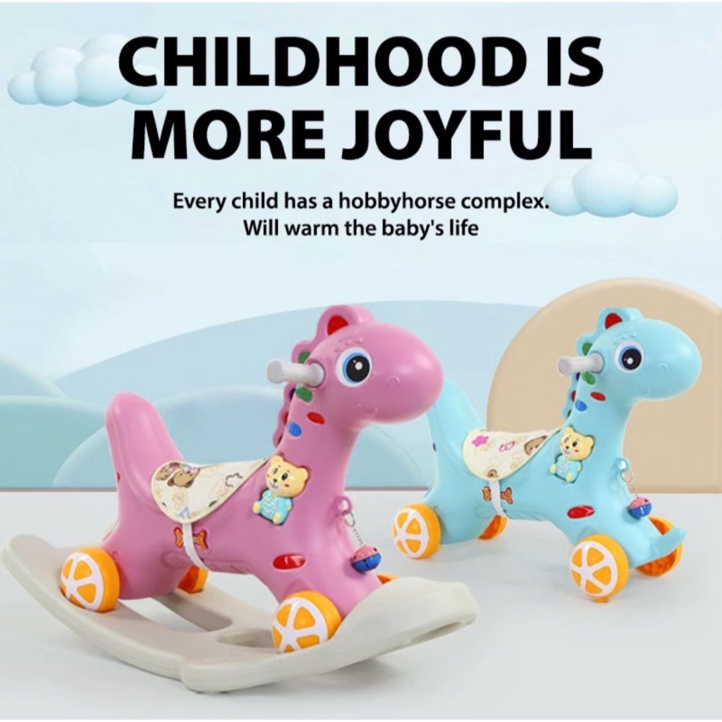MHONLINE Kids Musical Rocking Horse Rider Push Car Ride On Swing Kid ...