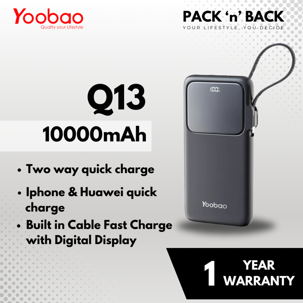 YOOBAO Q13 POWERBANK WITH DIGITAL DISPLAY 10000mAh | Shopee Malaysia