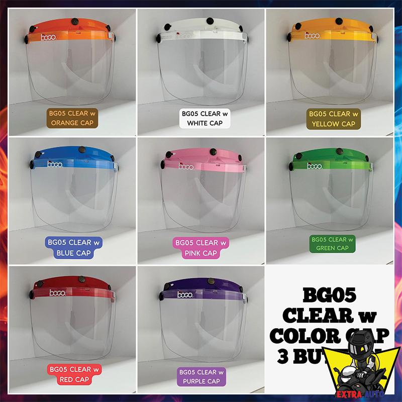 BOGO BG-05 Helmet Visor Clear Colour Cap Black/Blue/Red/White Warna ...