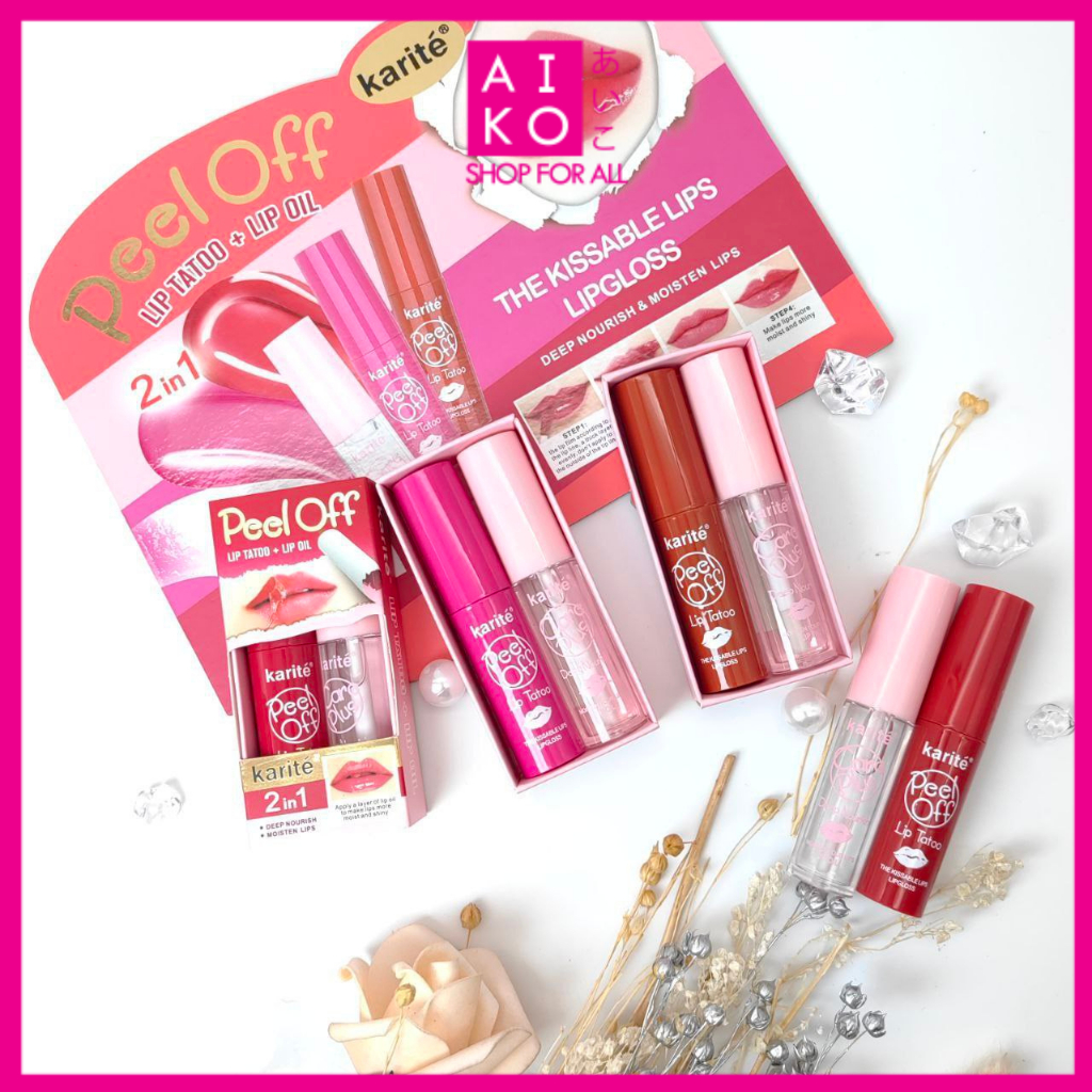 (AIKO)KARITE 2IN1 PEEL OFF LIP TATOO + LIP OIL 2PCS SET LONG LASTING (71221-47) | Shopee Malaysia